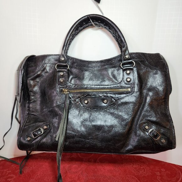 Besso | Bags | Besso Black Distressed Leather Motorcycle Rocker Biker ...
